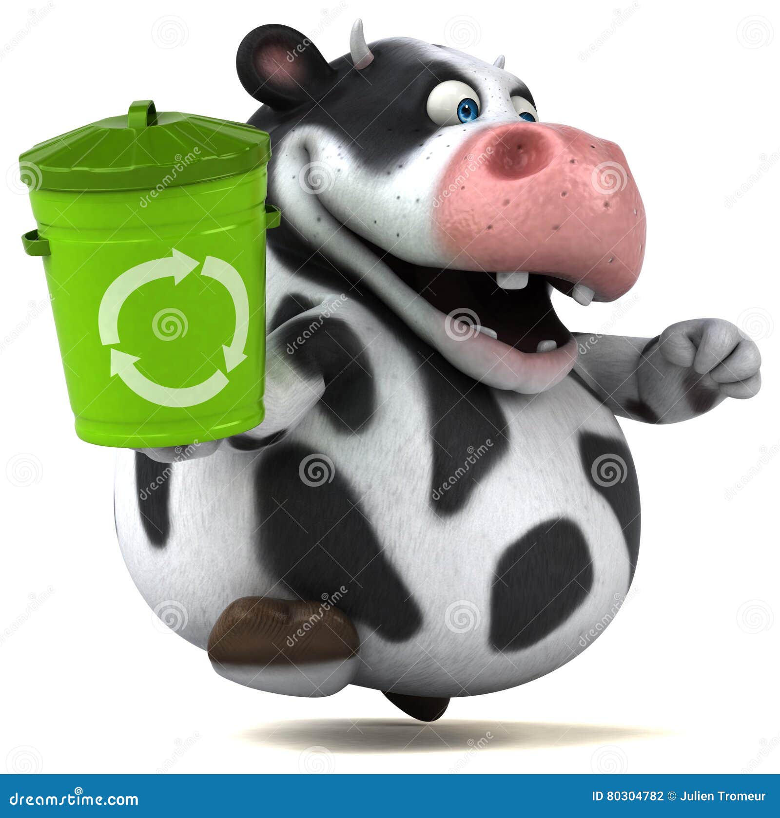 Fun cow - 3D Illustration stock illustration. Illustration of recycle ...