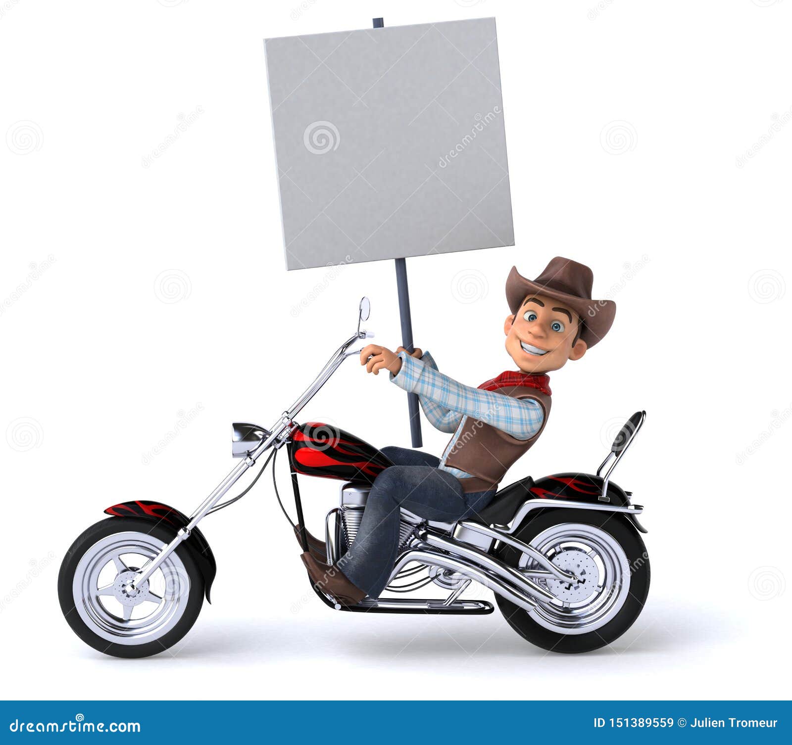 Fun Cowboy - 3D Illustration Stock Illustration - Illustration of moto ...