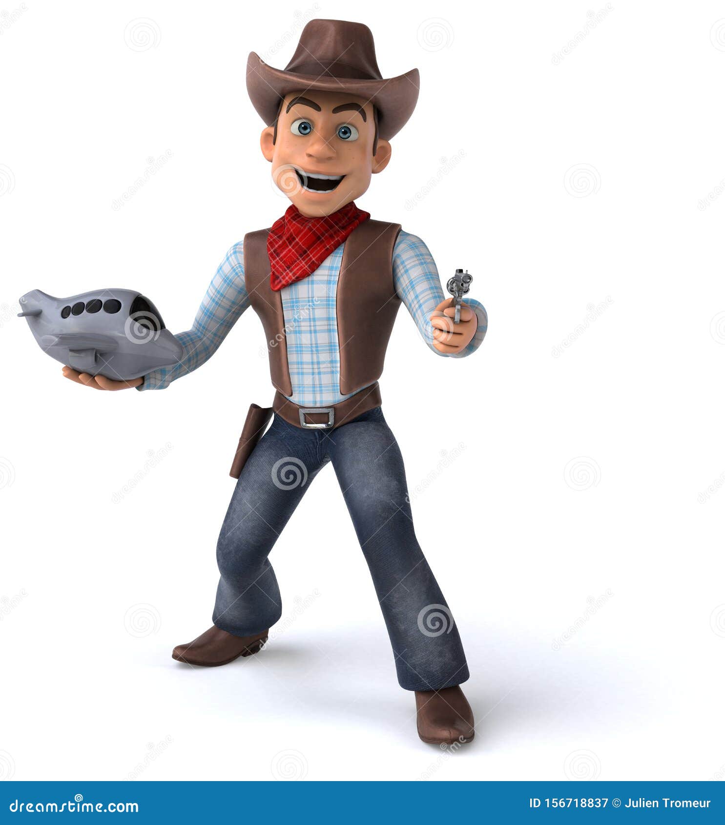Fun Cowboy - 3D Illustration Stock Illustration - Illustration of jeans ...