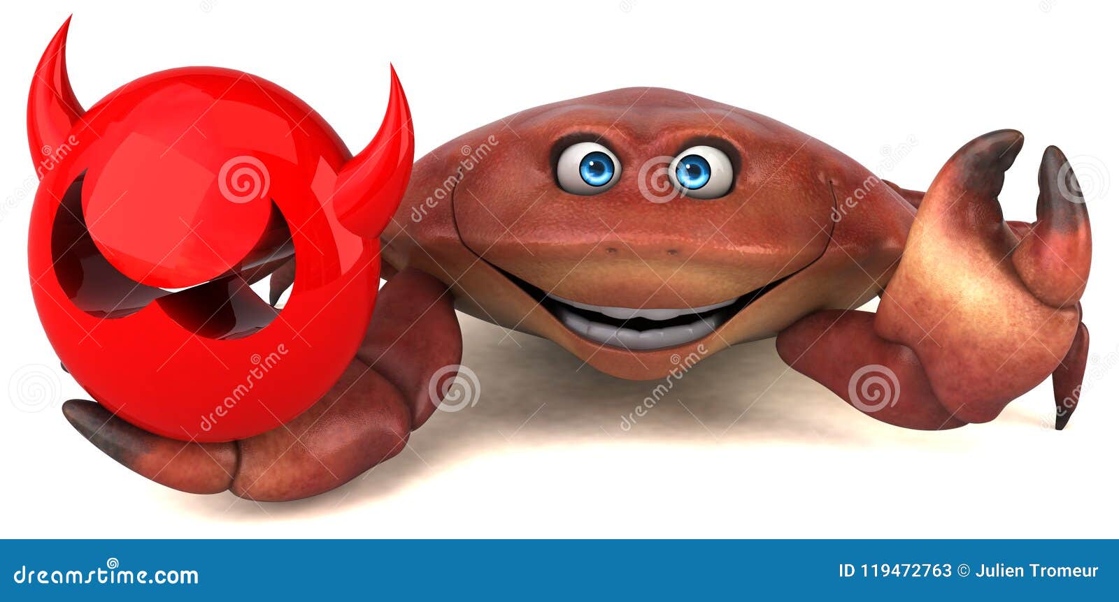 Fun crab - 3D Illustration stock illustration. Illustration of gourmet ...