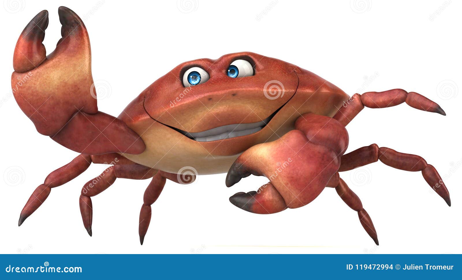 Fun crab - 3D Illustration stock illustration. Illustration of nature ...
