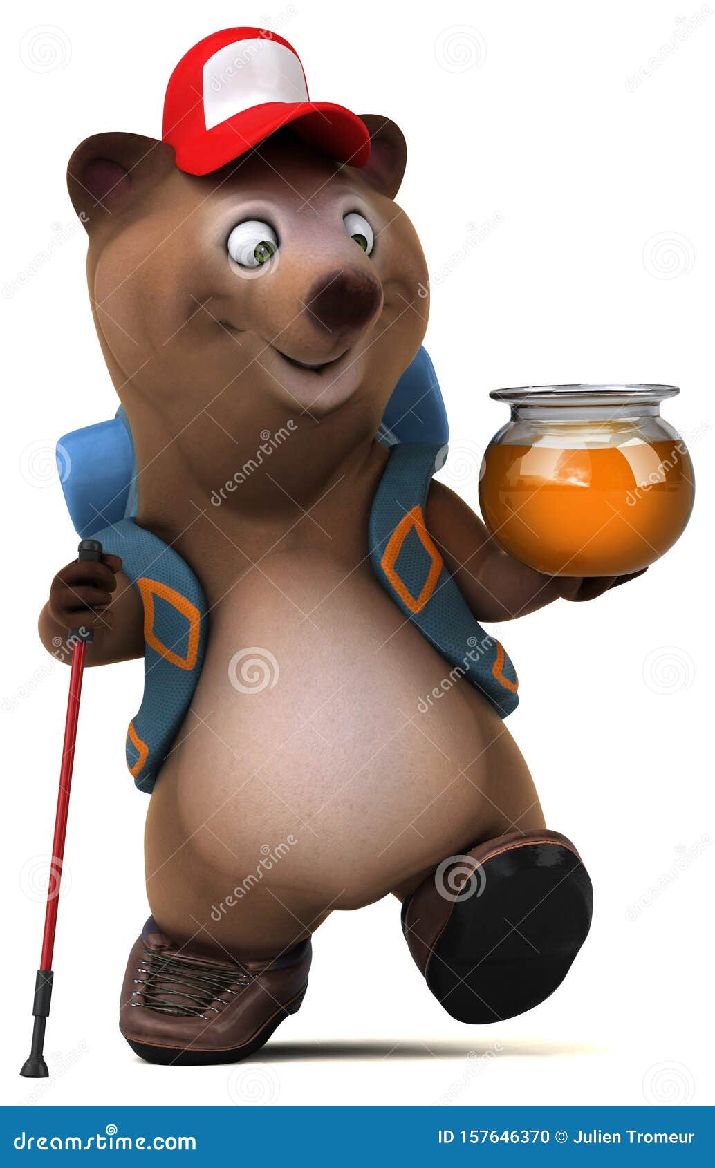 Fun 3D Bear Backpacker Cartoon Character Stock Illustration ...