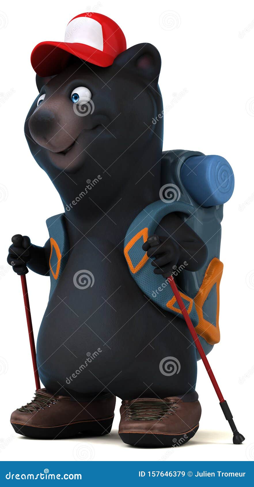 Fun 3D Bear Backpacker Cartoon Character Stock Illustration ...