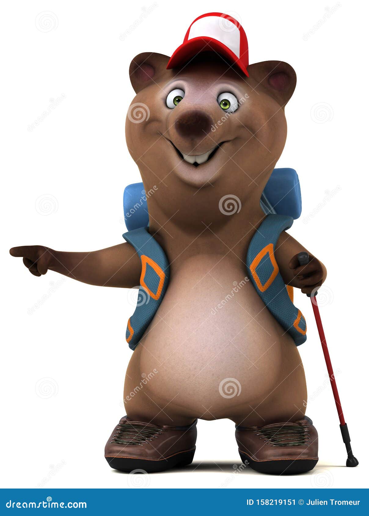 Fun 3D Bear Backpacker Cartoon Character Stock Illustration ...