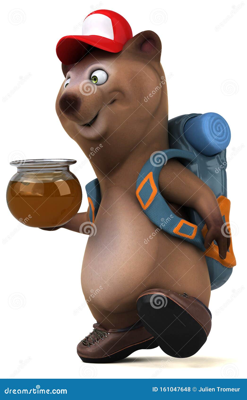 Fun 3D Bear Backpacker Cartoon Character Stock Illustration ...
