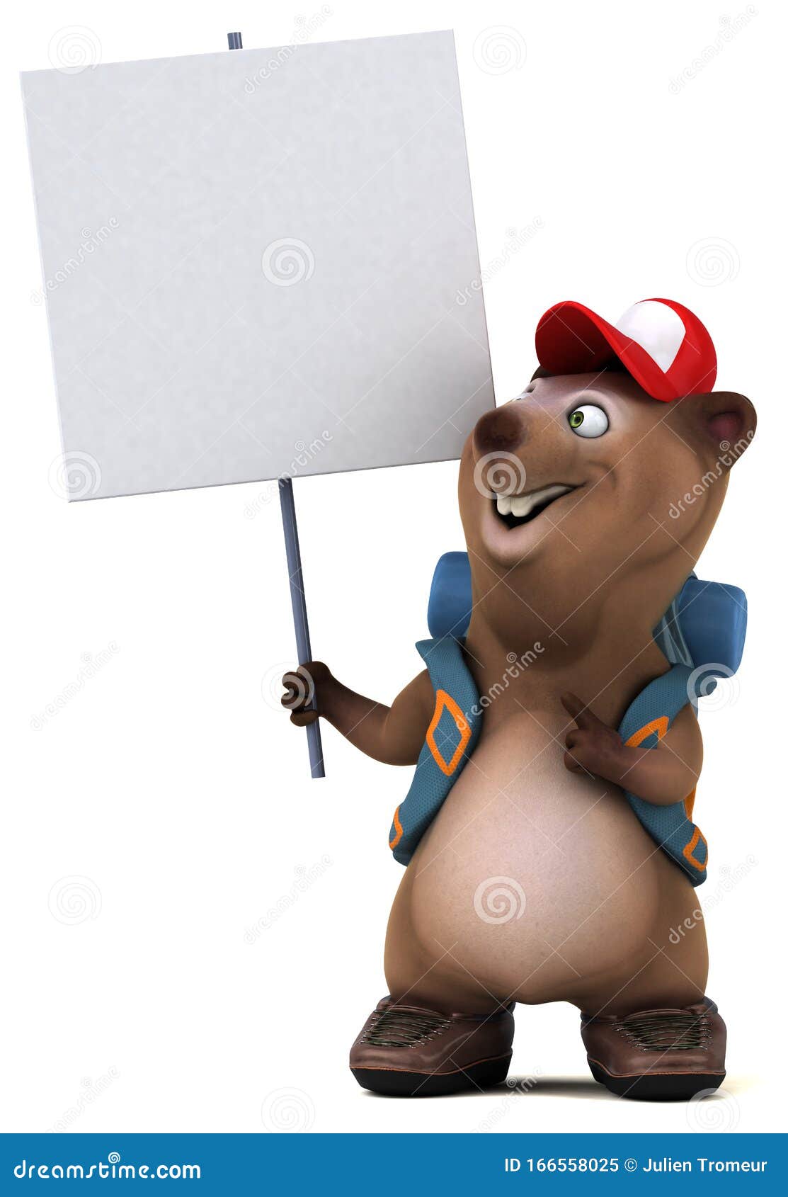 Fun 3D Bear Backpacker Cartoon Character Stock Illustration ...