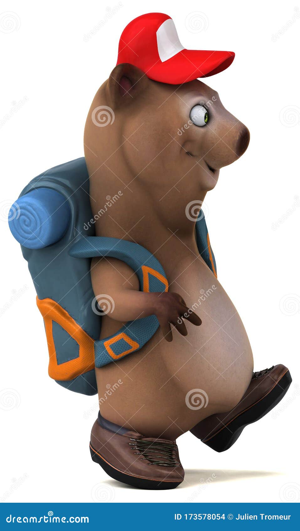 Fun 3D Bear Backpacker Cartoon Character Stock Illustration ...