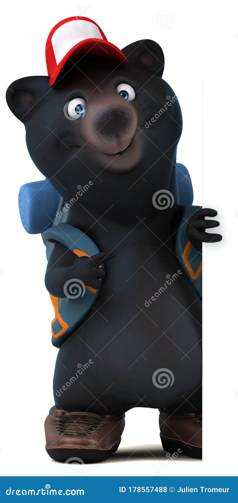 Fun 3D Bear Backpacker Cartoon Character Stock Illustration ...