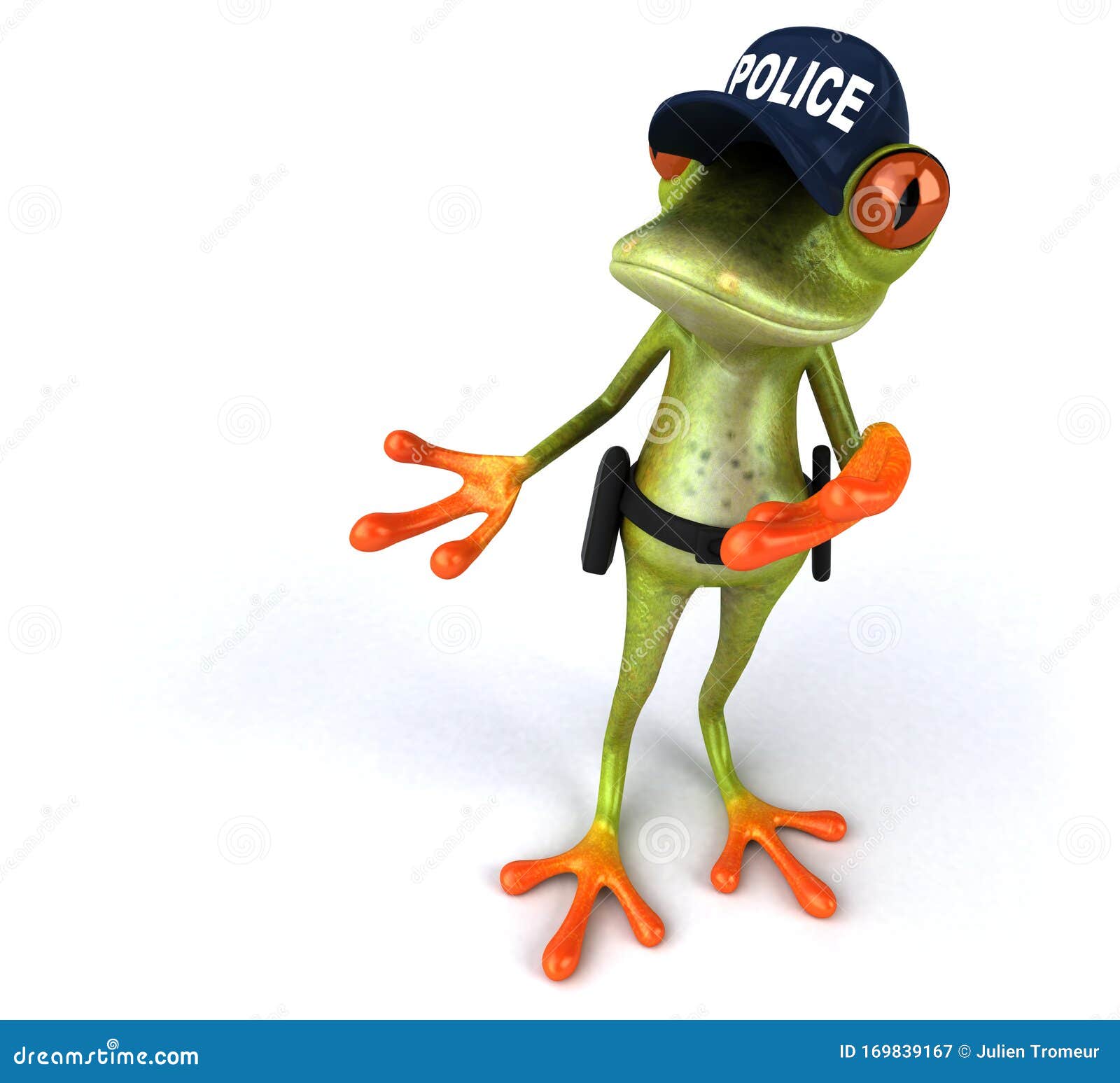 Fun 3D Cartoon Frog Police Officer Stock Illustration - Illustration of ...
