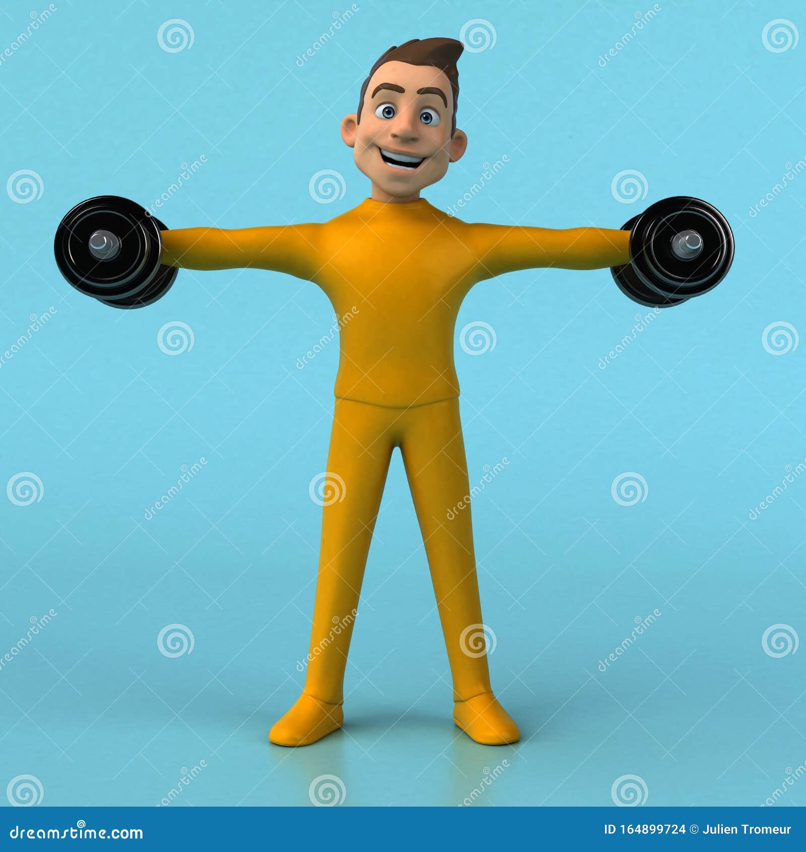 Fun 3D Cartoon Yellow Character Stock Illustration - Illustration of ...