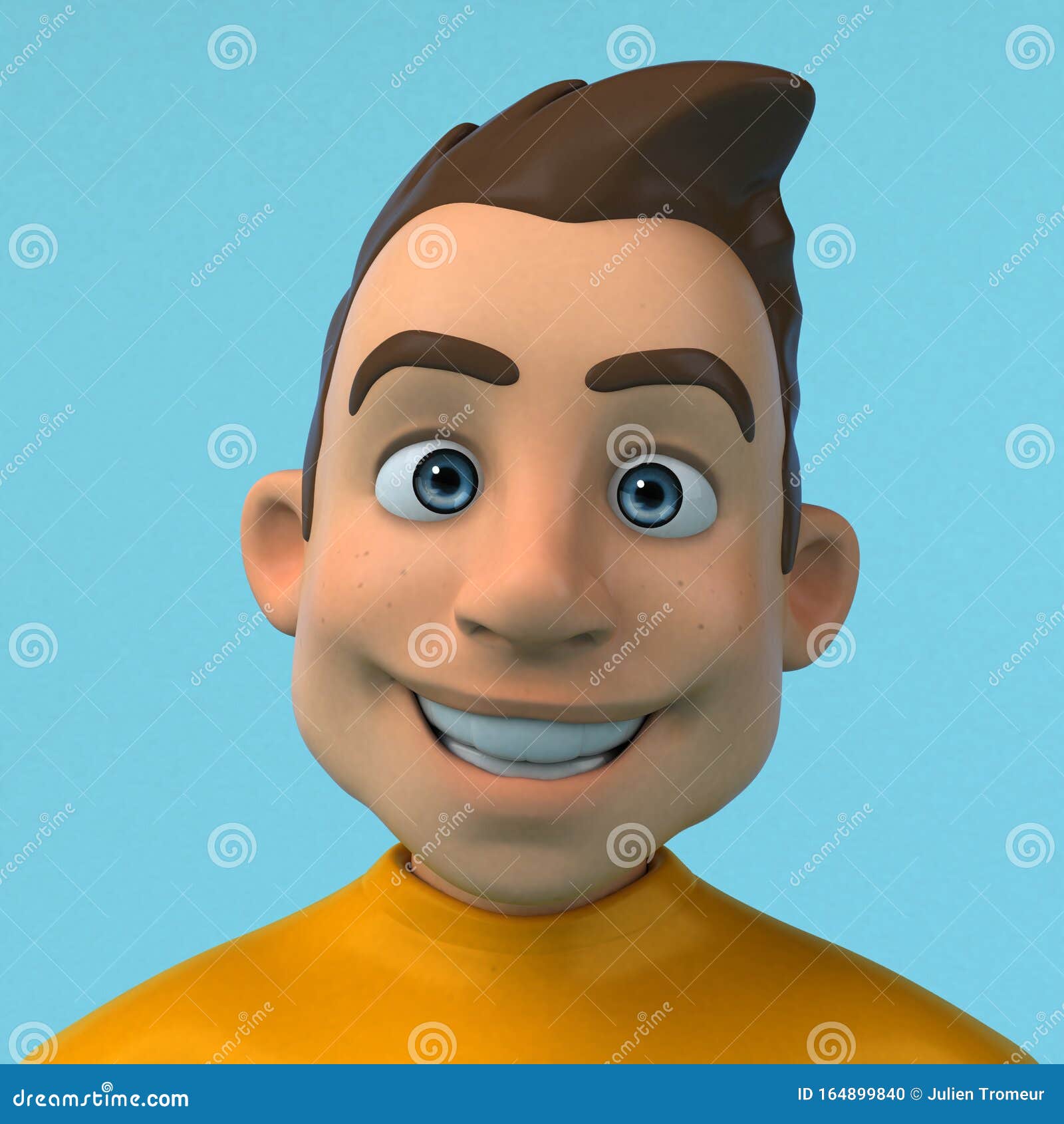 Fun 3D Cartoon Yellow Character Stock Illustration - Illustration of ...