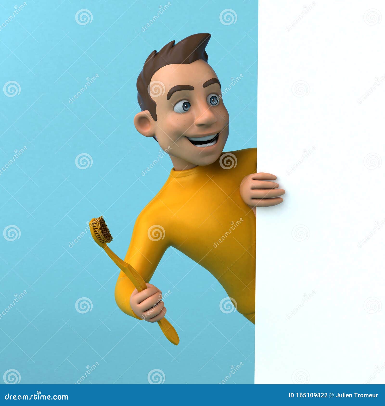 Fun 3D Cartoon Yellow Character Stock Illustration - Illustration of ...