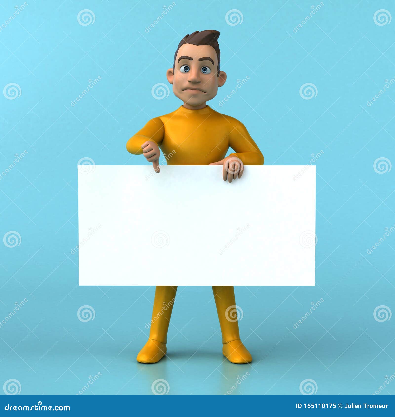 Fun 3D Cartoon Yellow Character Stock Illustration - Illustration of ...