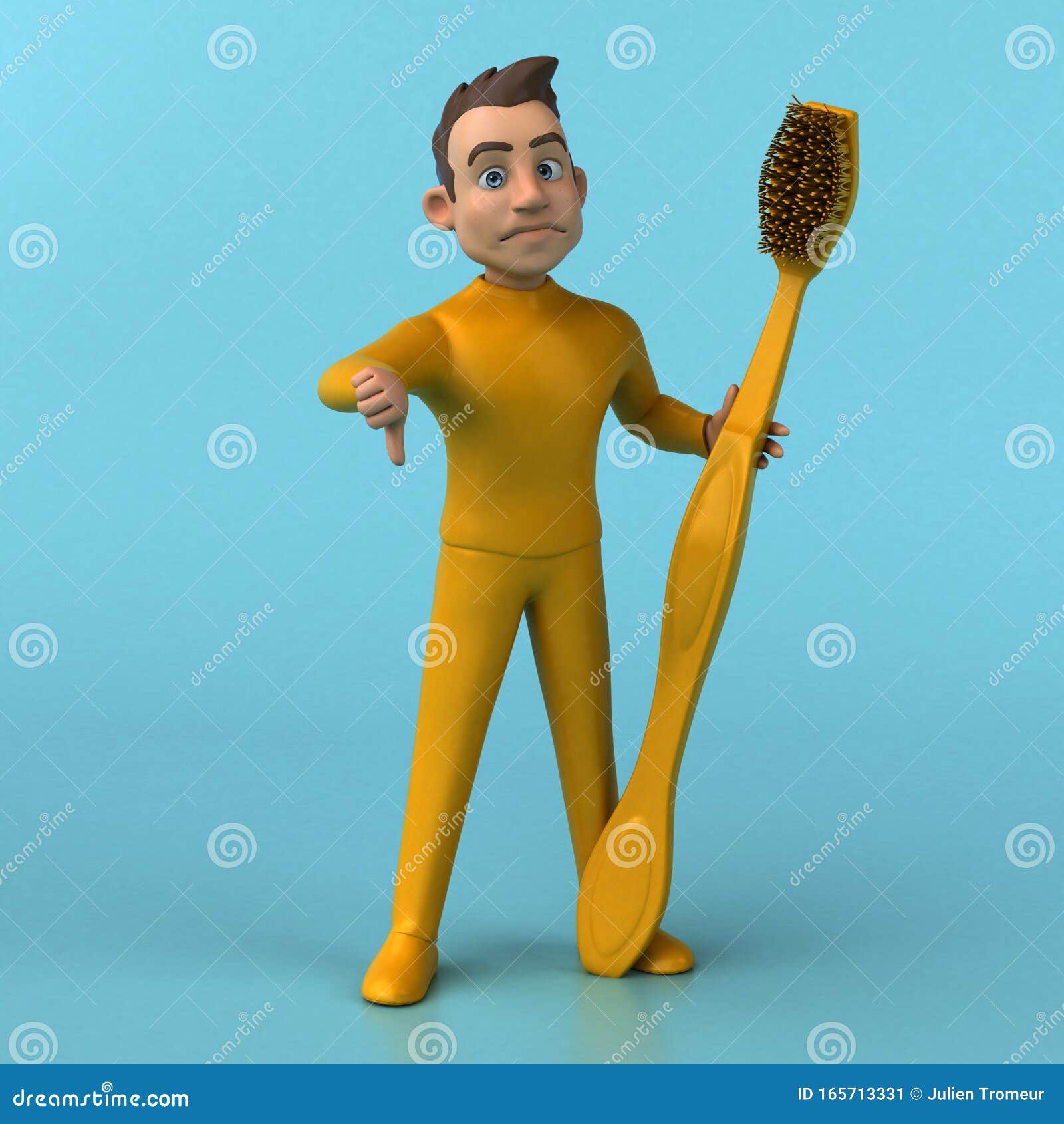Fun 3D Cartoon Yellow Character Stock Illustration - Illustration of ...