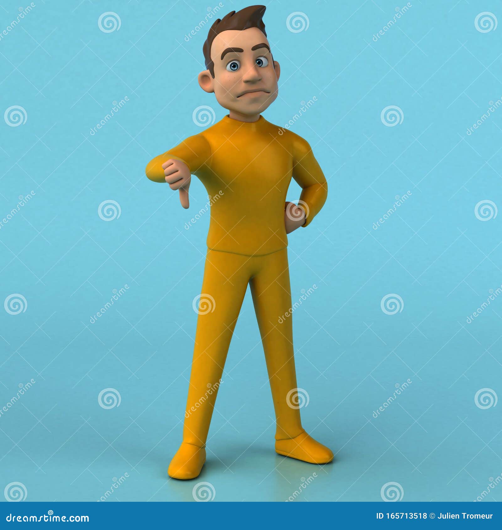 Fun 3D Cartoon Yellow Character Stock Illustration - Illustration of ...