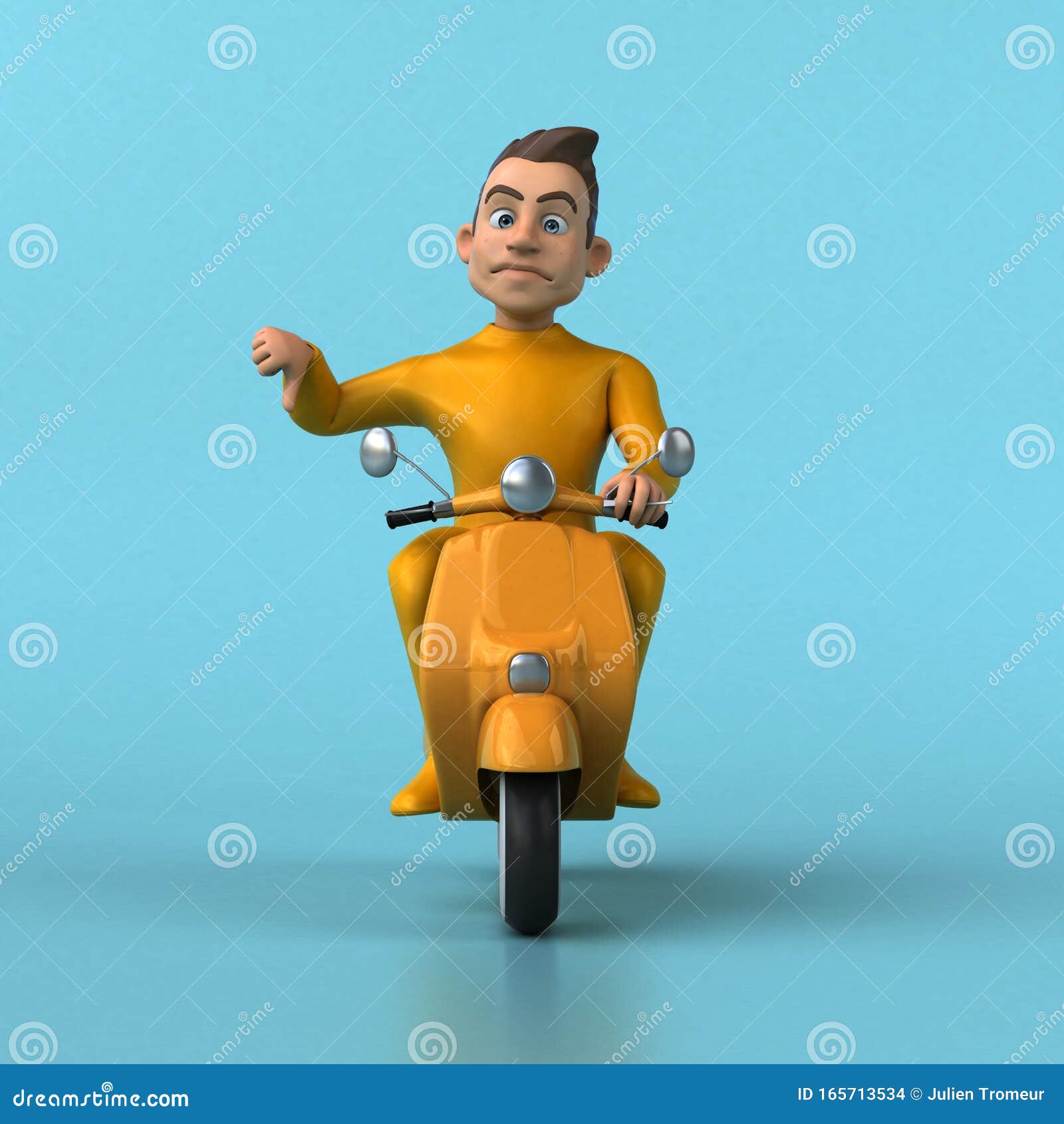 Fun 3D Cartoon Yellow Character Stock Illustration - Illustration of ...