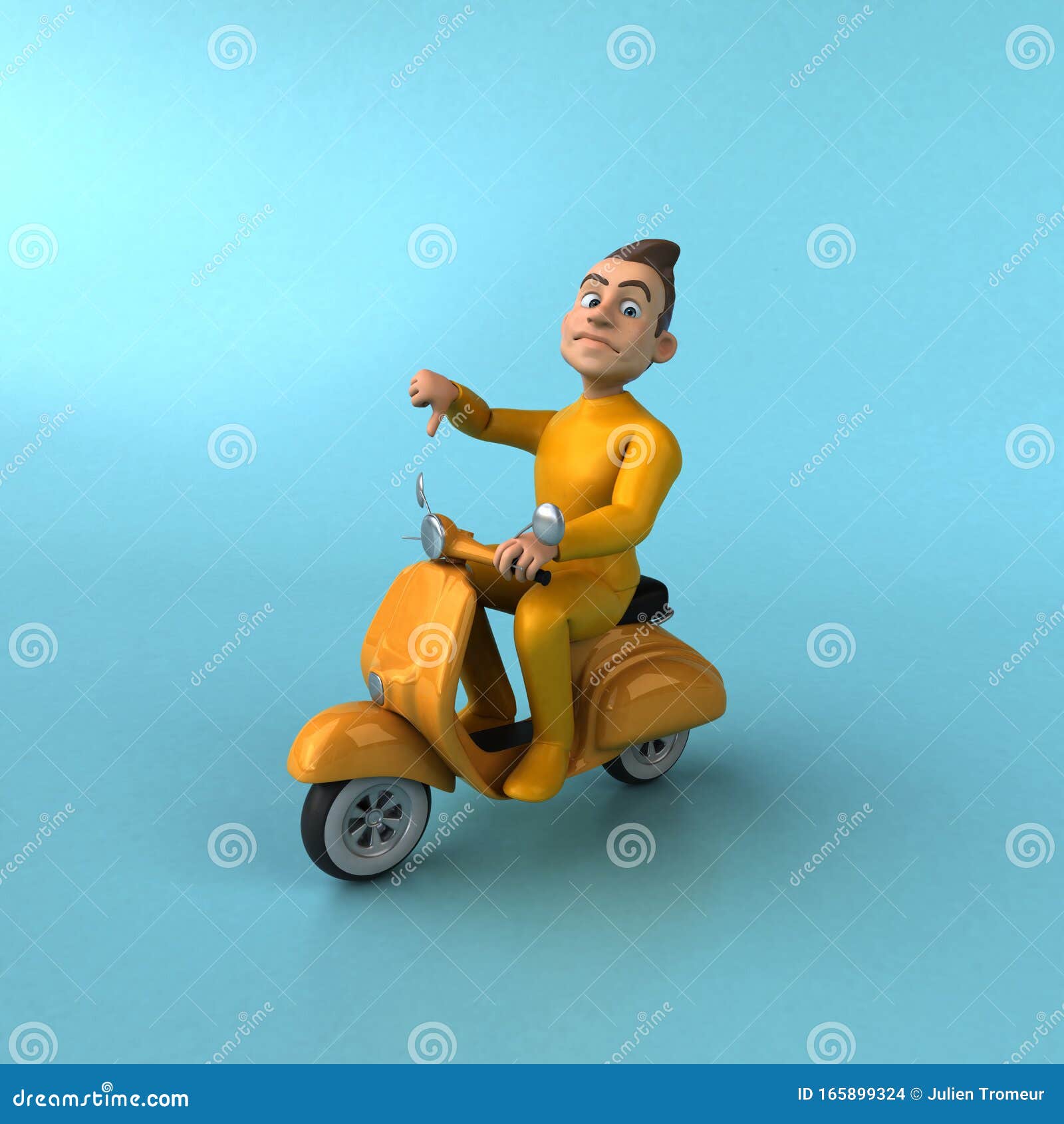 Fun 3D Cartoon Yellow Character Stock Illustration - Illustration of ...