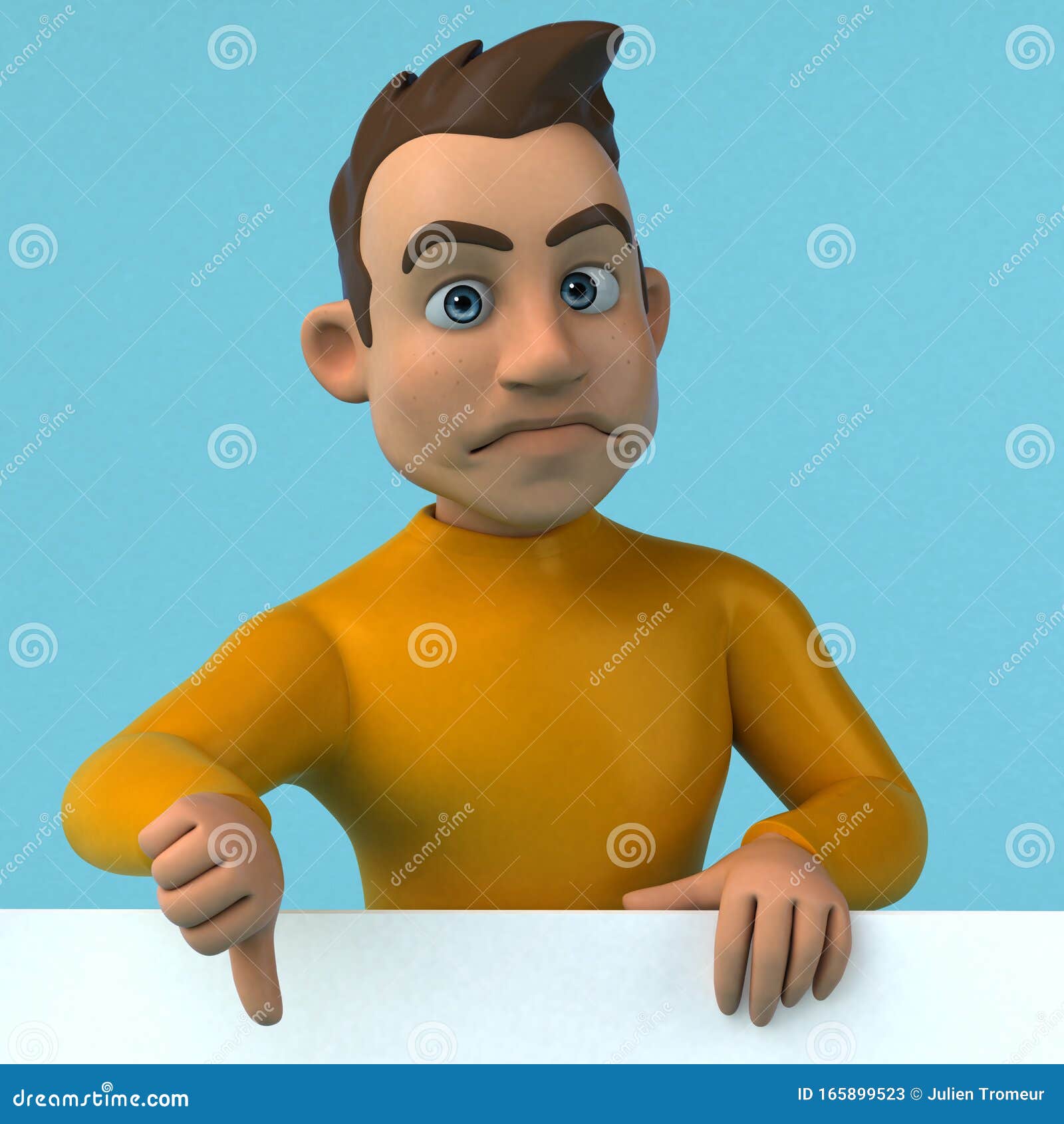 Fun 3D Cartoon Yellow Character Stock Illustration - Illustration of ...