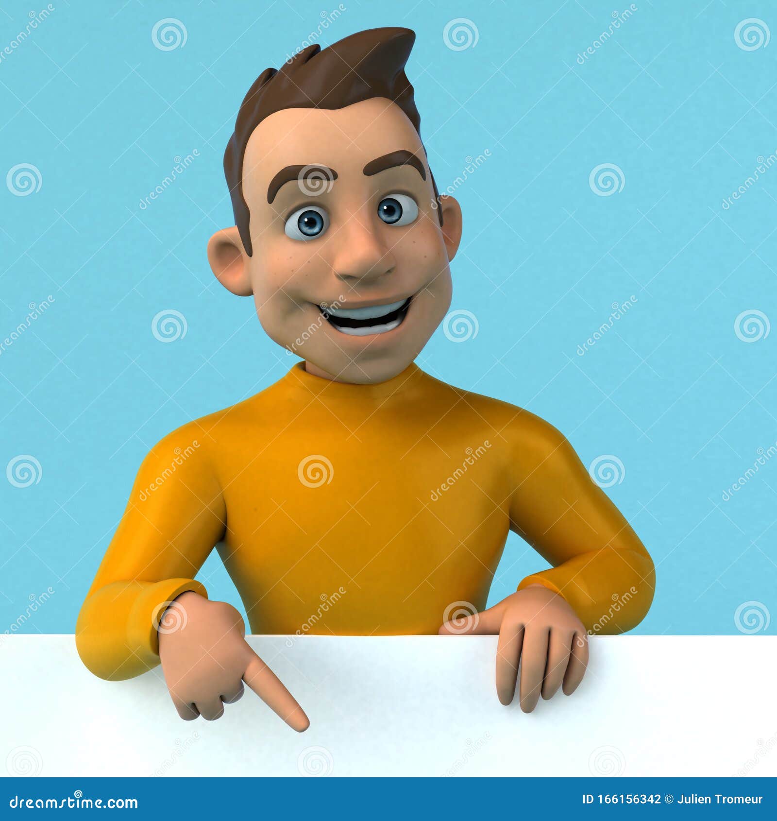 Fun 3D Cartoon Yellow Character Stock Illustration - Illustration of ...