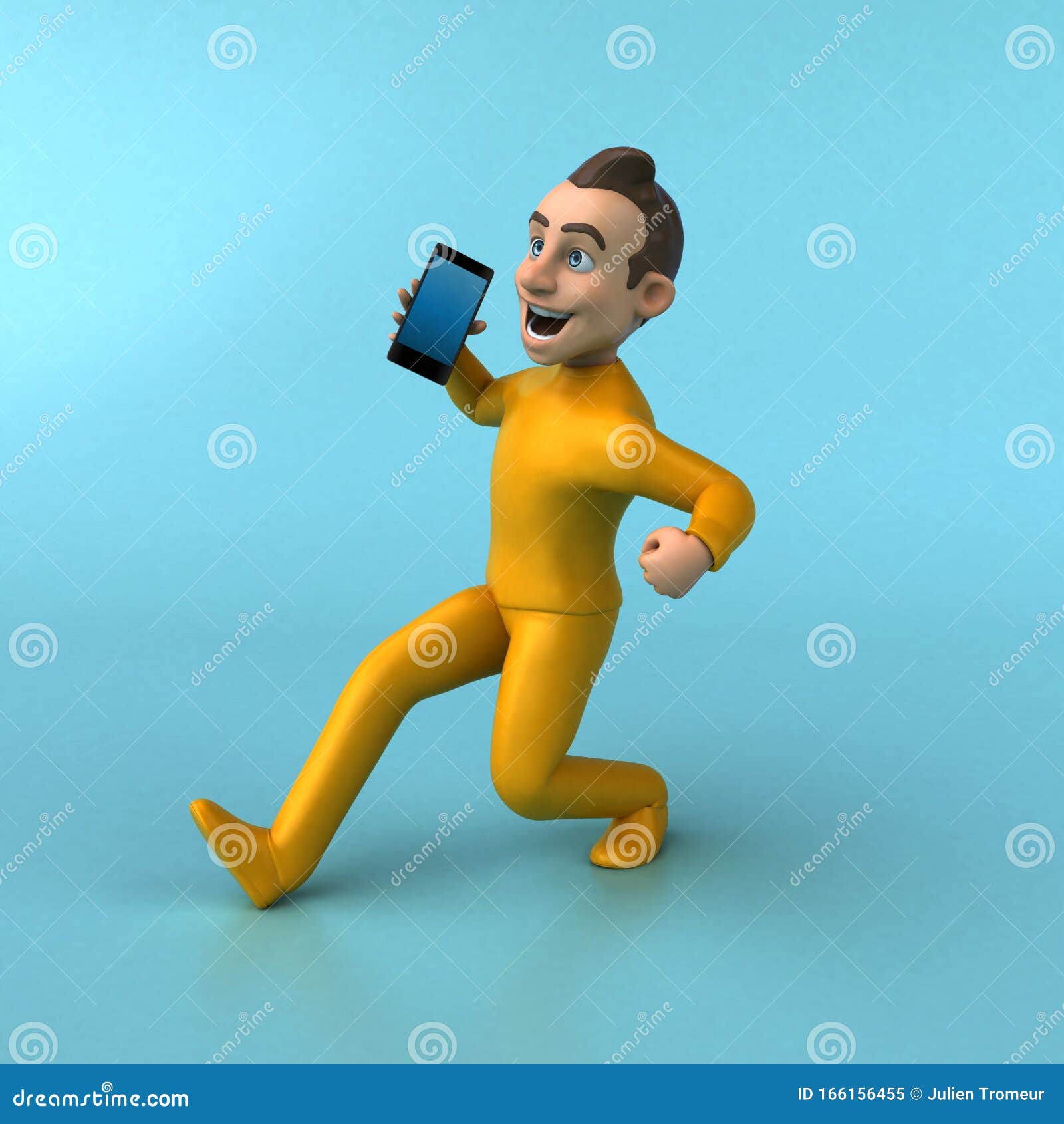 Fun 3D Cartoon Yellow Character Stock Illustration - Illustration of ...