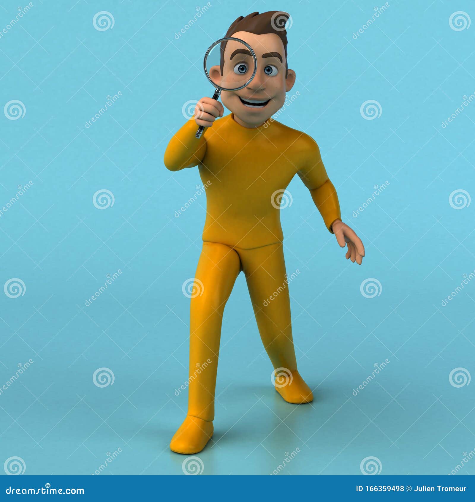 Fun 3D Cartoon Yellow Character Stock Illustration - Illustration of ...