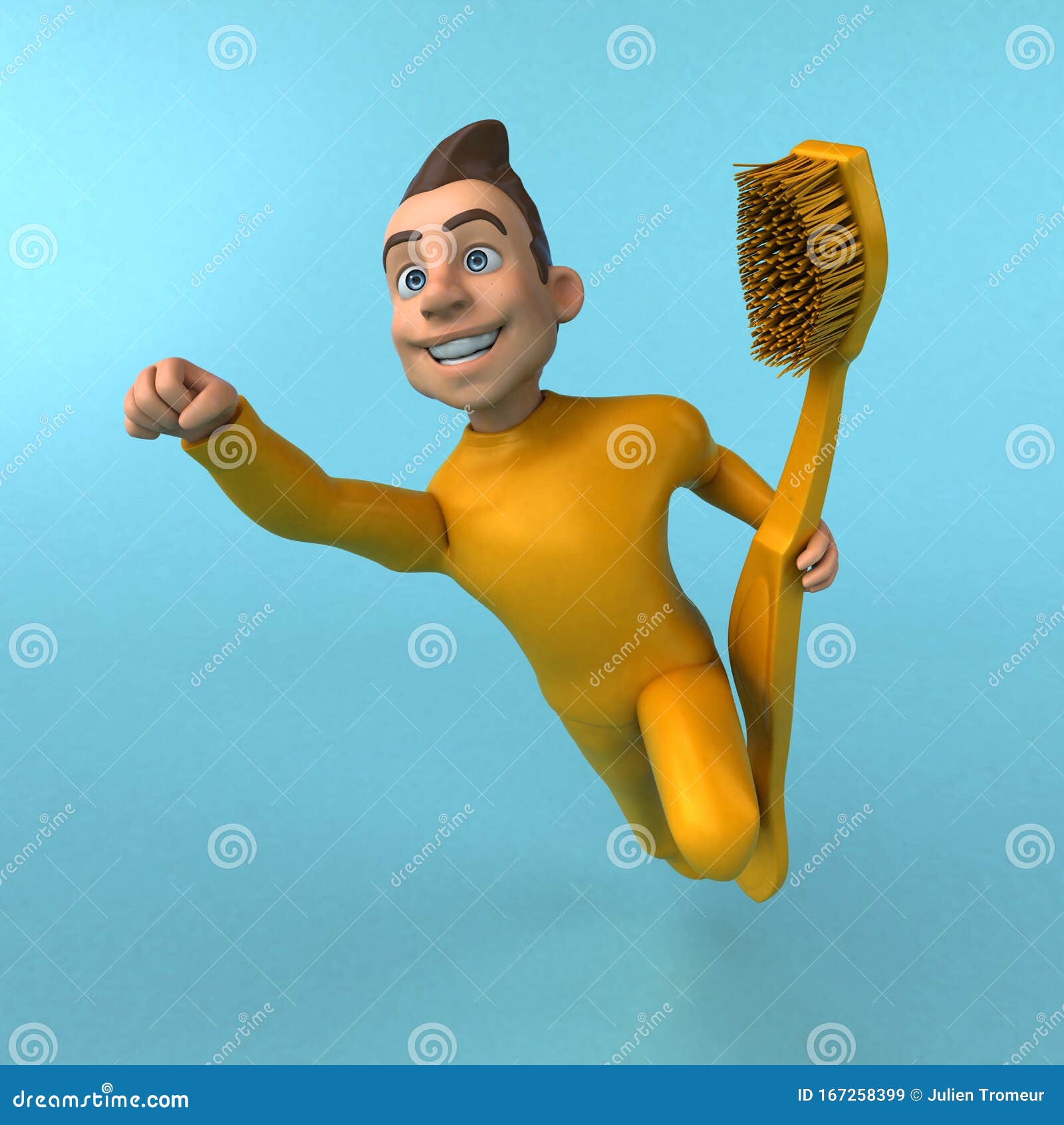 Fun 3D Cartoon Yellow Character Stock Illustration - Illustration of ...