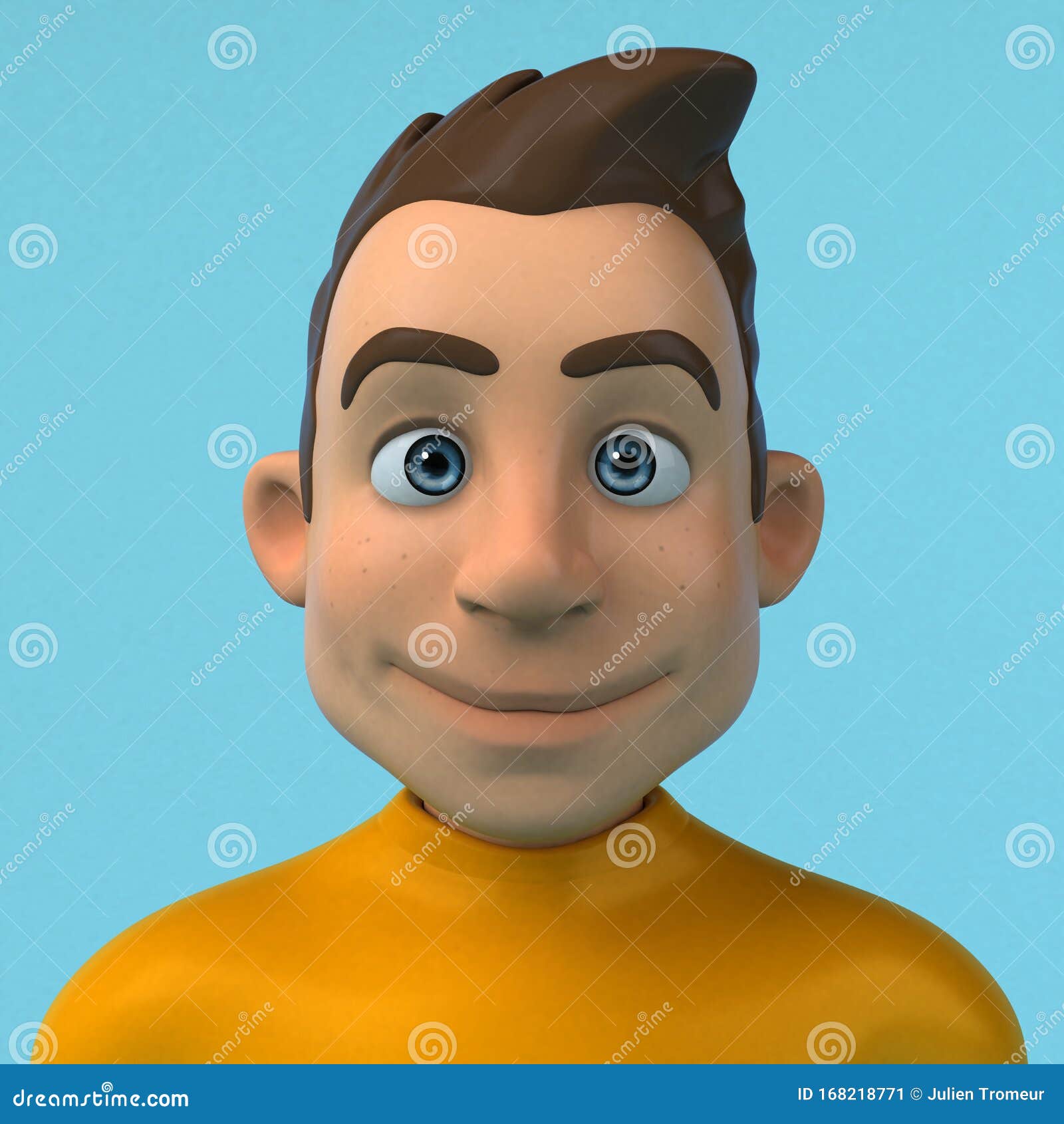 Fun 3D Cartoon Yellow Character Stock Illustration - Illustration of ...