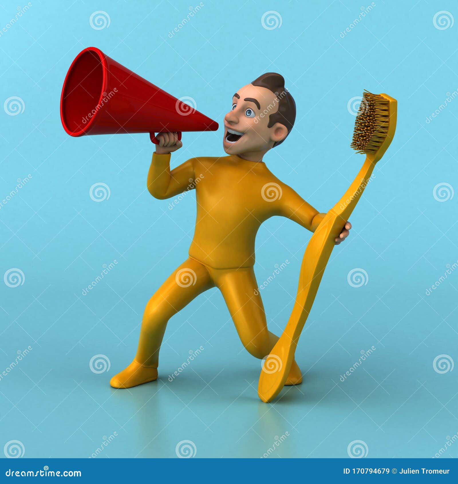 Fun 3D Cartoon Yellow Character Stock Illustration - Illustration of ...