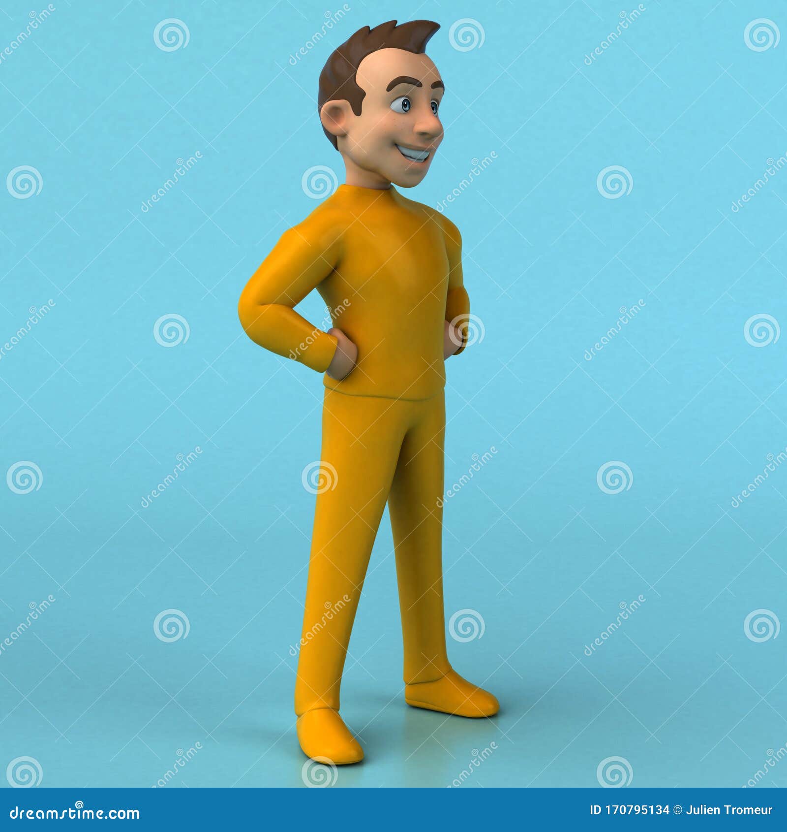 Fun 3D Cartoon Yellow Character Stock Illustration - Illustration of ...