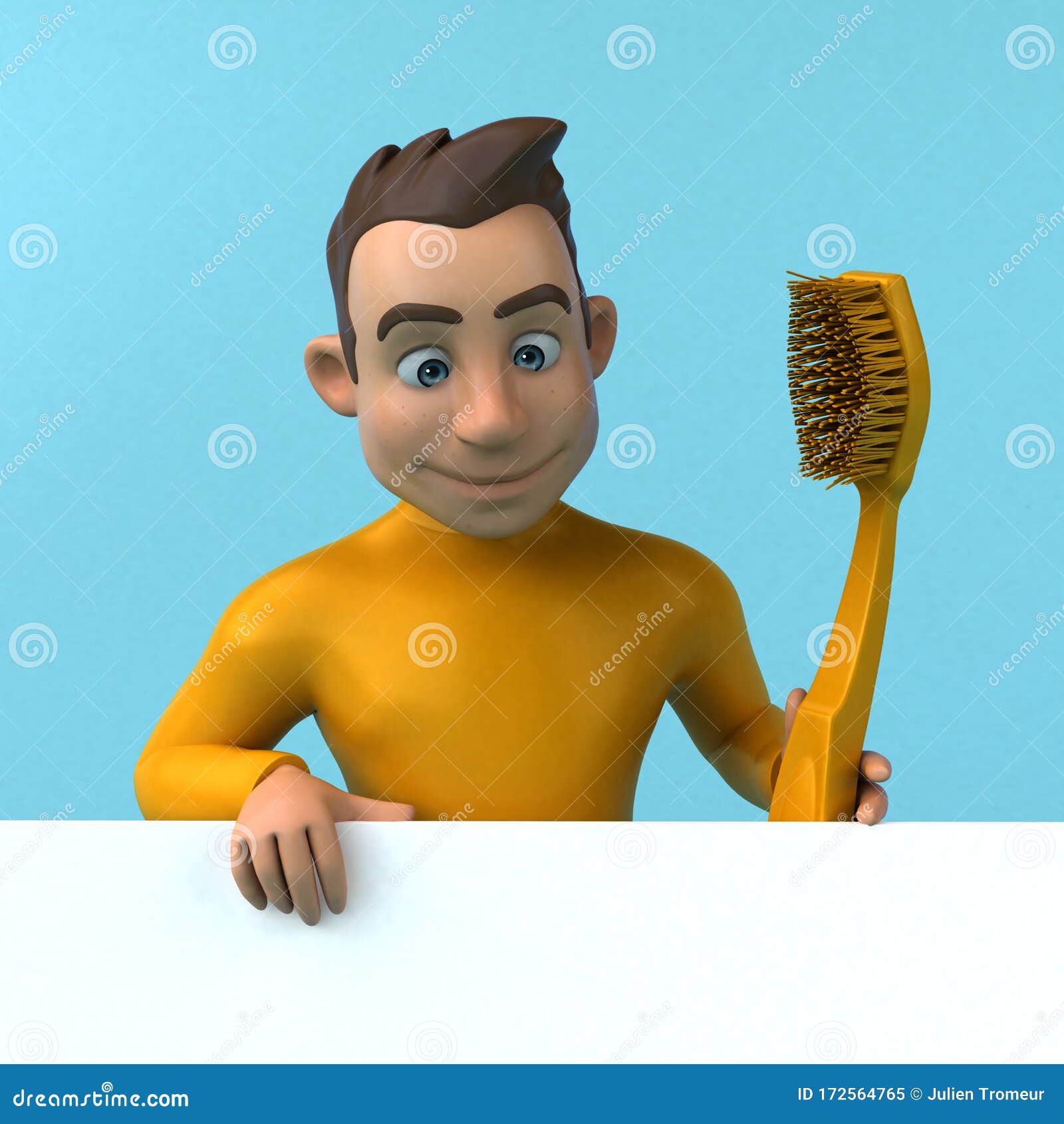 Fun 3D Cartoon Yellow Character Stock Illustration - Illustration of ...