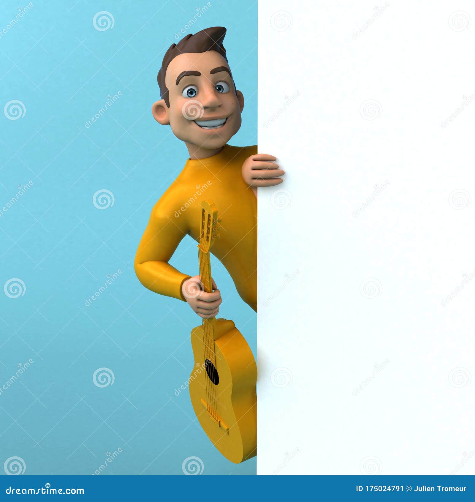 Fun 3D Cartoon Yellow Character Stock Illustration - Illustration of ...