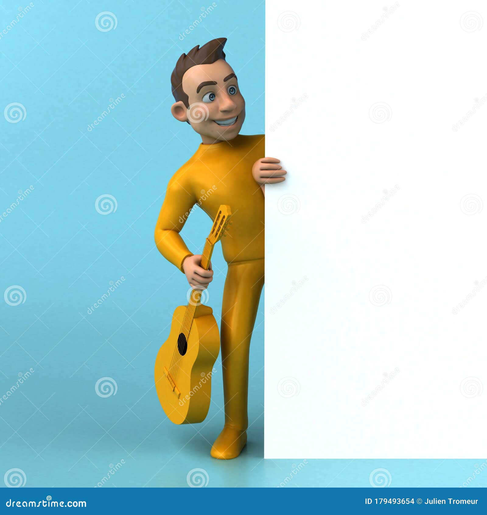 Fun 3D Cartoon Yellow Character Stock Illustration - Illustration of ...