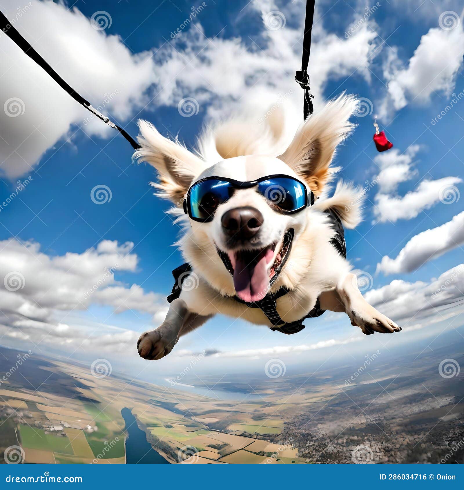 Fun Dog Parachuting - Ai Generated Image Stock Illustration ...