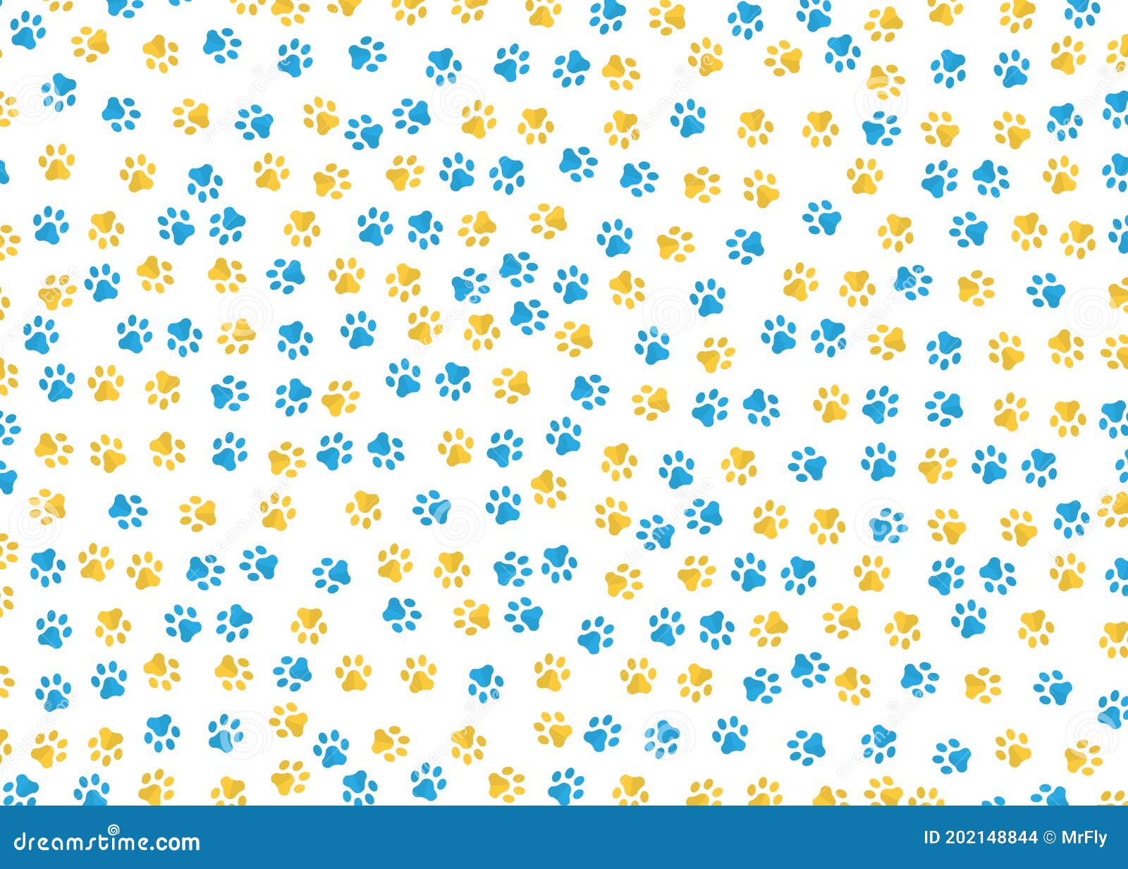 Fun Dog Paw Pattern, Yellow and Blue, Vector Illustration Stock Vector ...