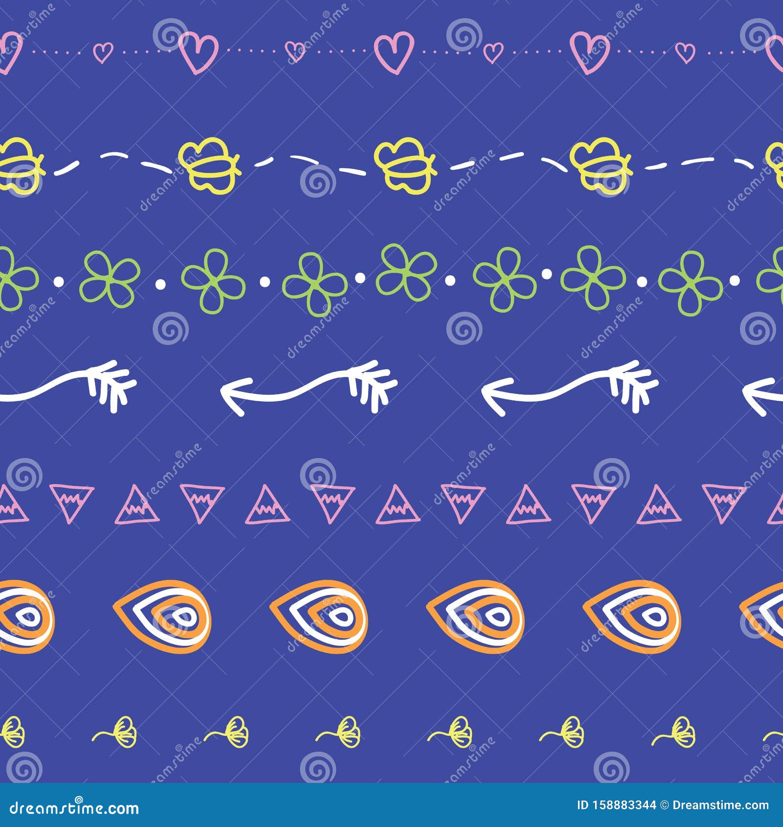 Girly Fun Doodle Stripe Vector Seamless Pattern Stock Vector ...