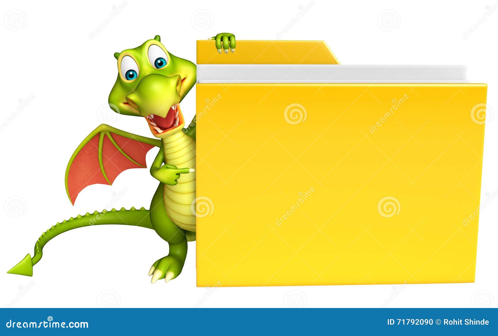 Fun Dragon Cartoon Character with Folder Stock Illustration ...