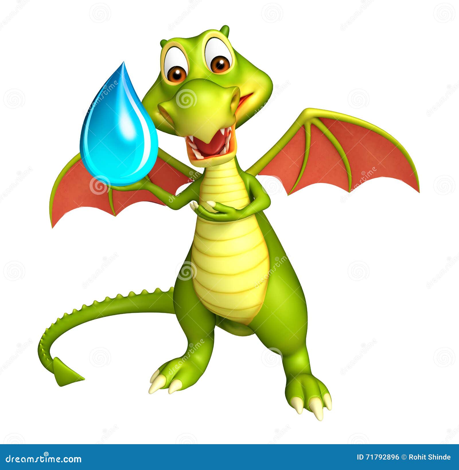 Fun Dragon Cartoon Character with Water Drop Stock Illustration ...