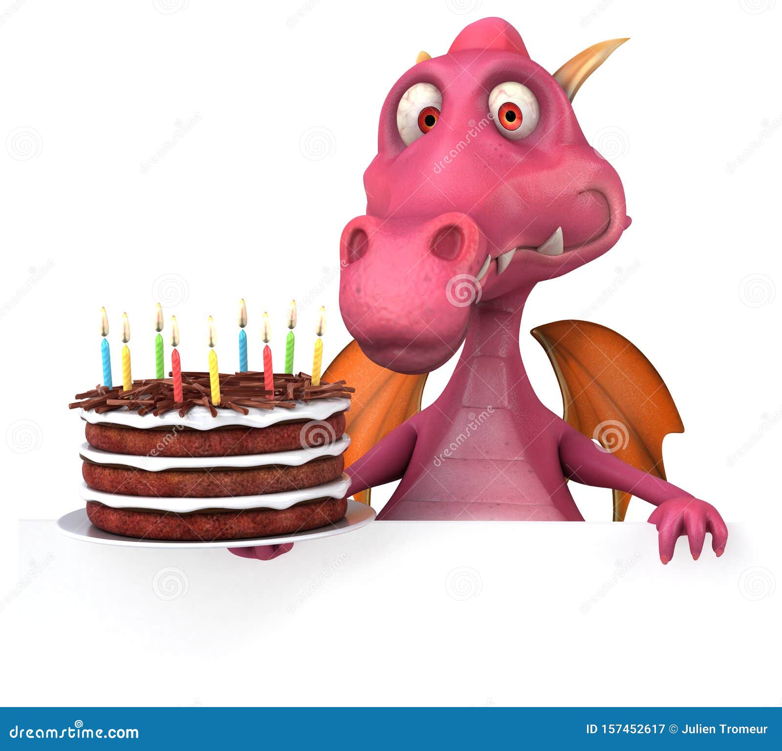 Fun Dragon - 3D Illustration Stock Illustration - Illustration of cream ...