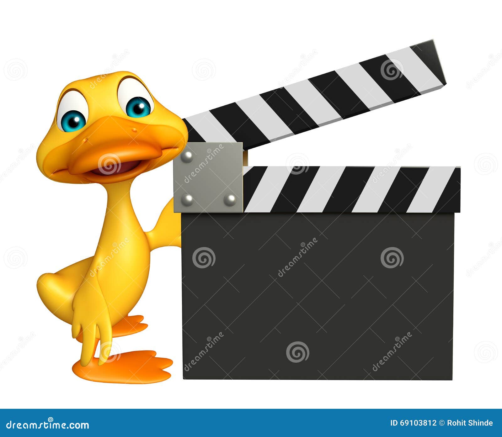 Fun Duck Cartoon Character with Clapper Board Stock Illustration ...