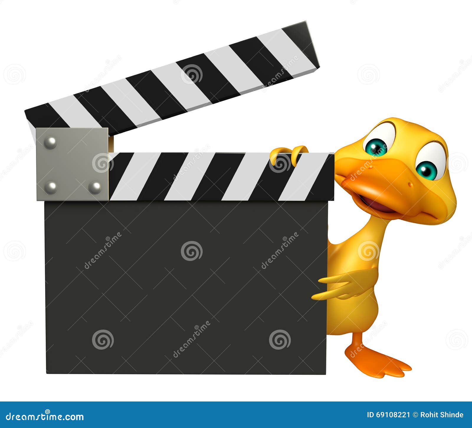 Fun Duck Cartoon Character with Clapper Board Stock Illustration ...