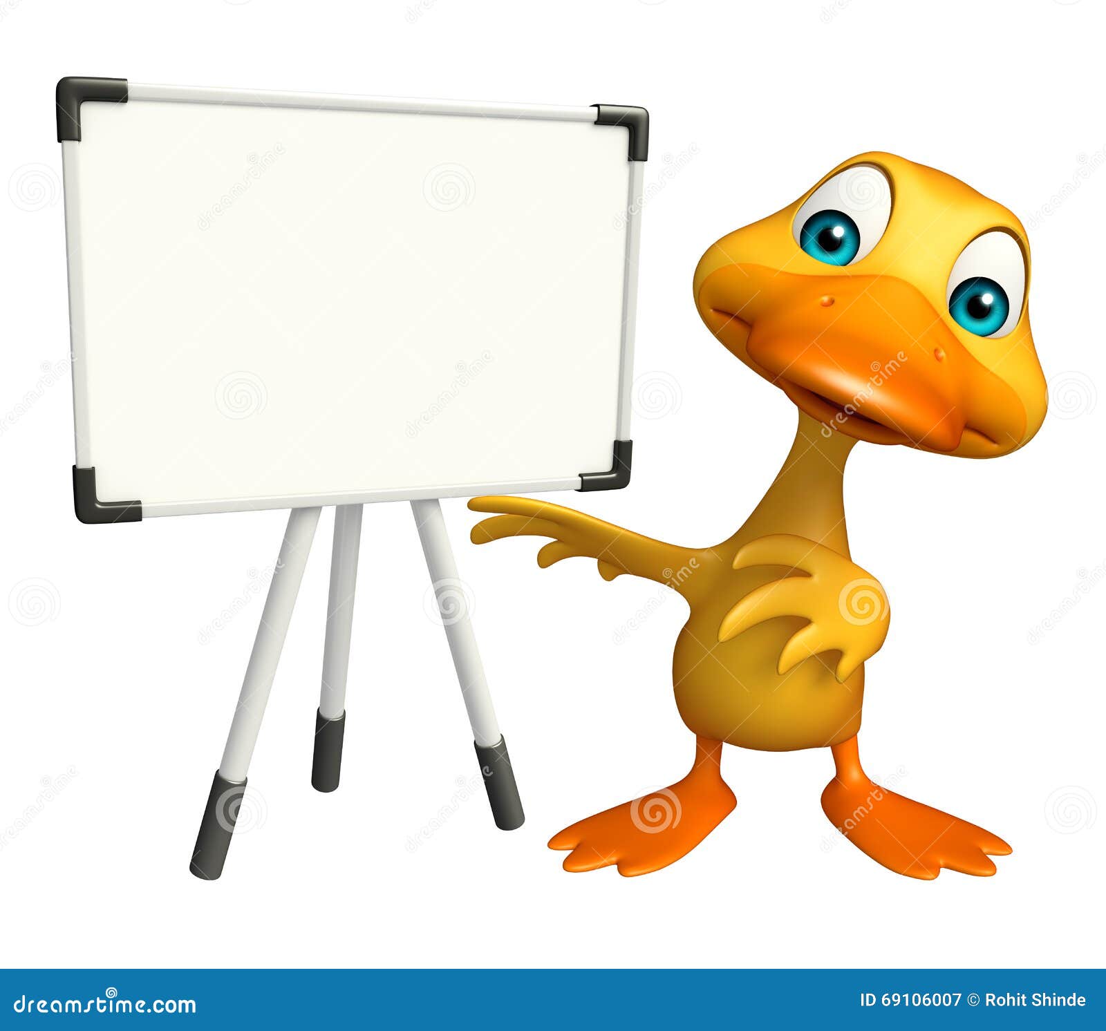 Fun Duck Cartoon Character with Laptop Stock Illustration ...