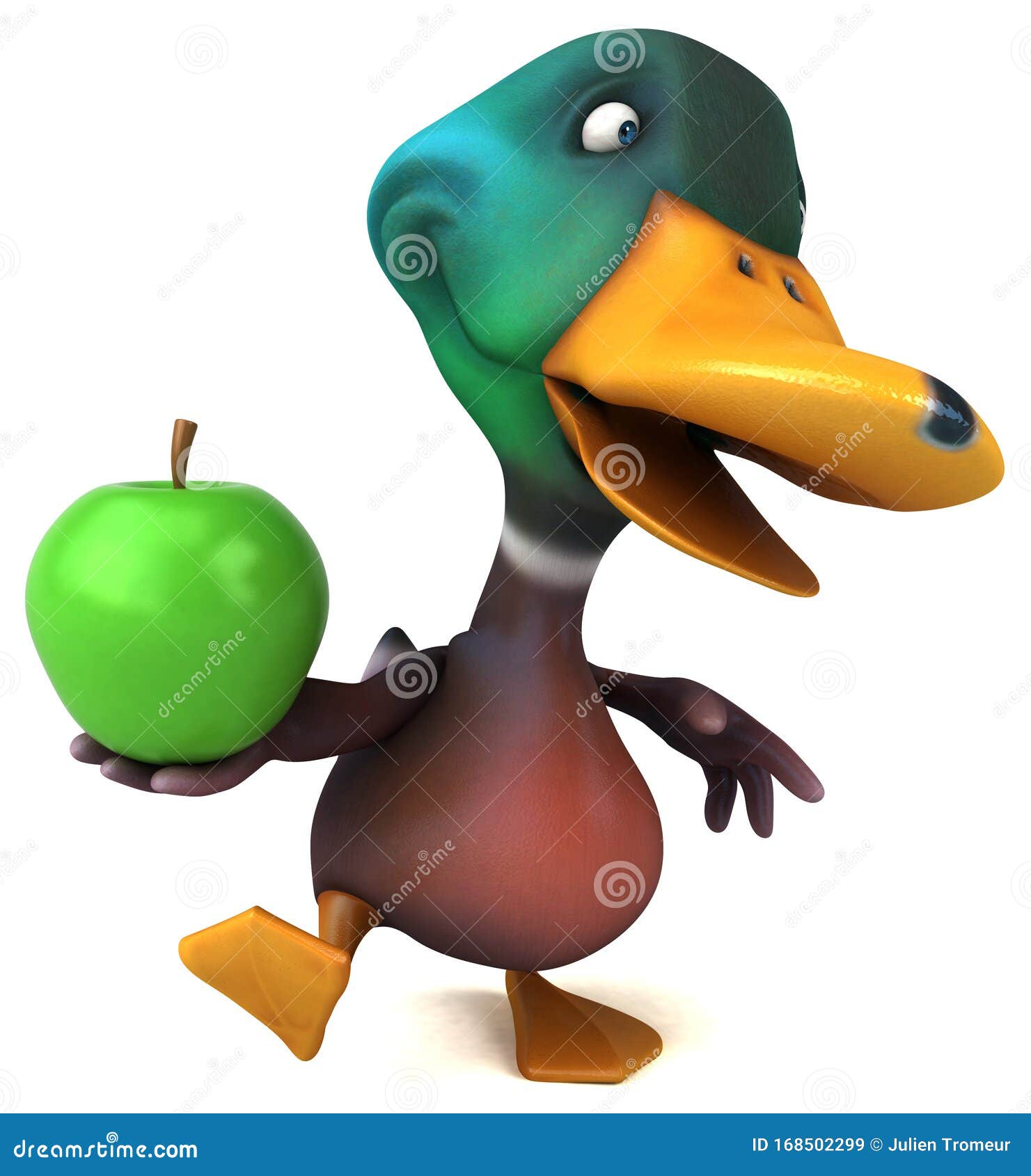 Fun duck - 3D Illustration stock illustration. Illustration of bird ...