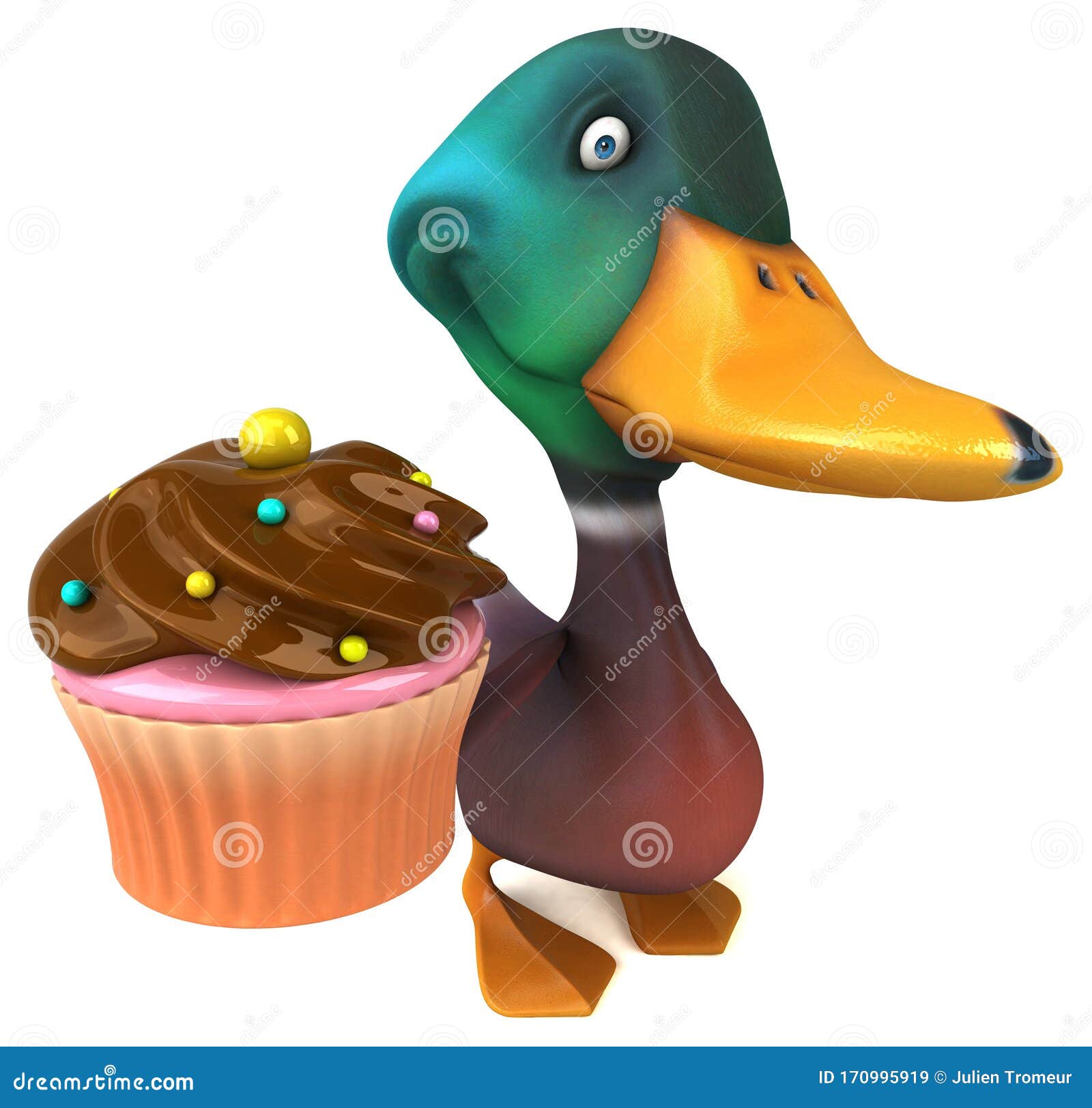 Fun duck - 3D Illustration stock illustration. Illustration of cartoon ...