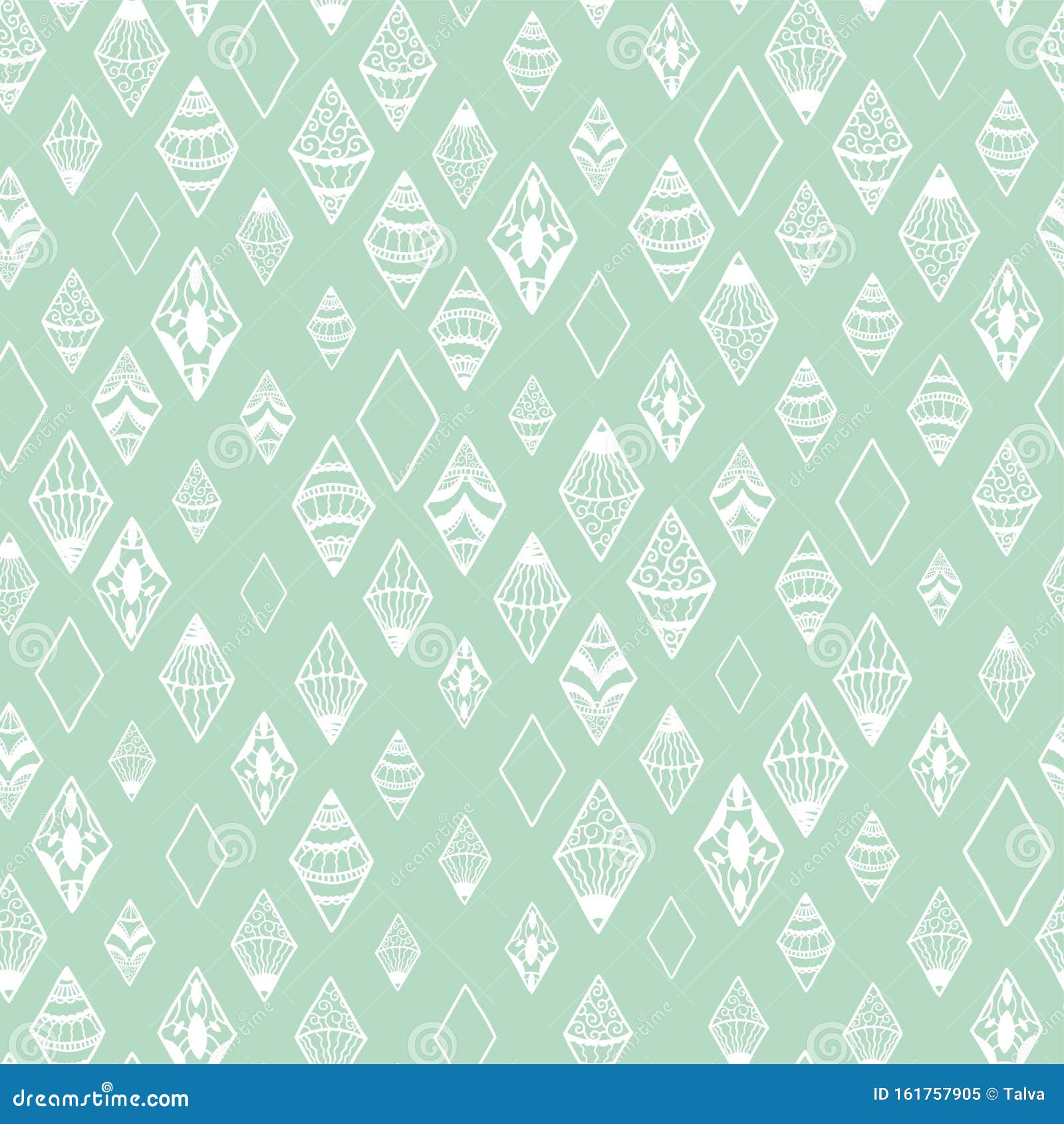 Fun and Elegant Hand Drawn Horizontal Seamless Pattern, Doodle Diamonds ...