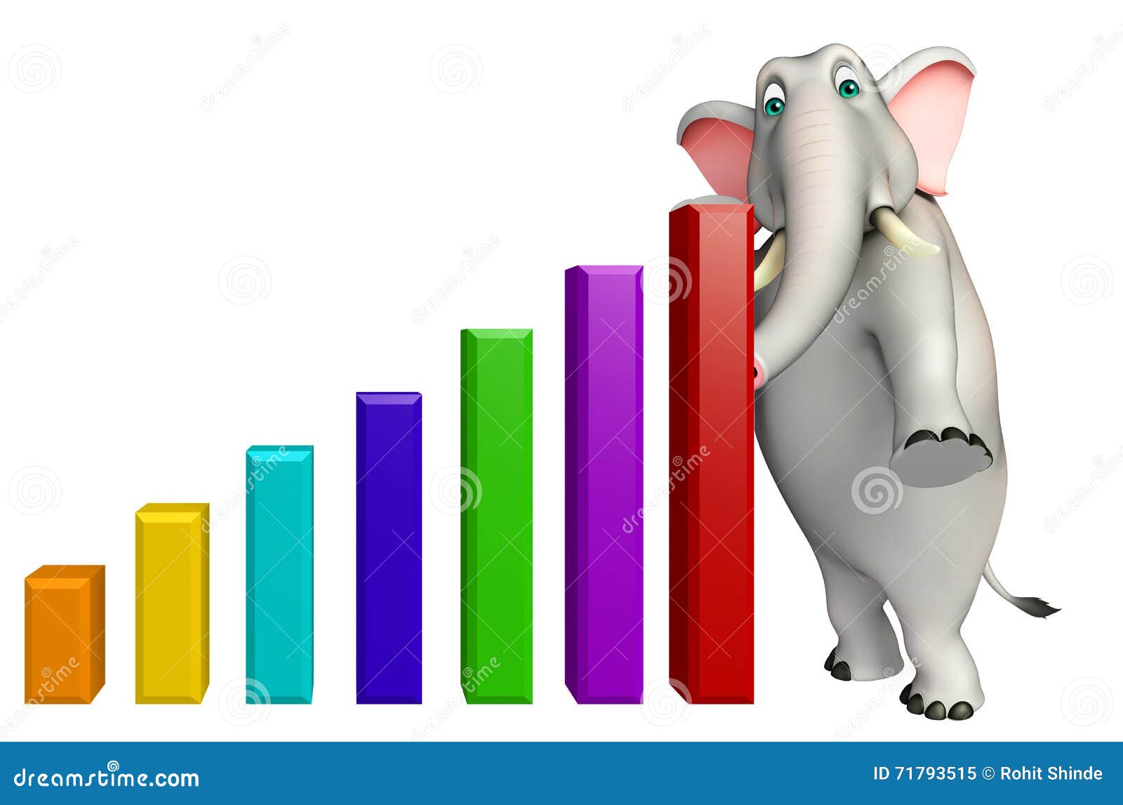 Fun Elephant Cartoon Character with Graph Stock Illustration ...