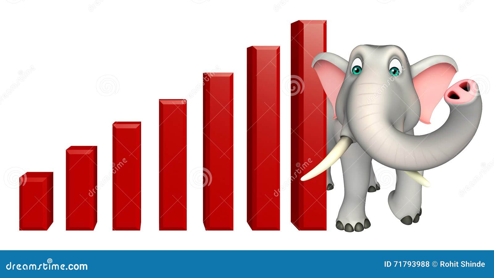 Fun Elephant Cartoon Character with Graph Stock Illustration ...