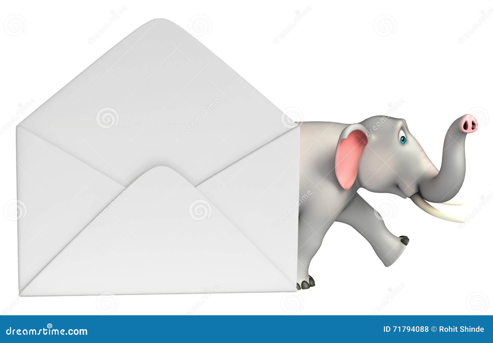 Fun Elephant Cartoon Character with Mail Stock Illustration ...