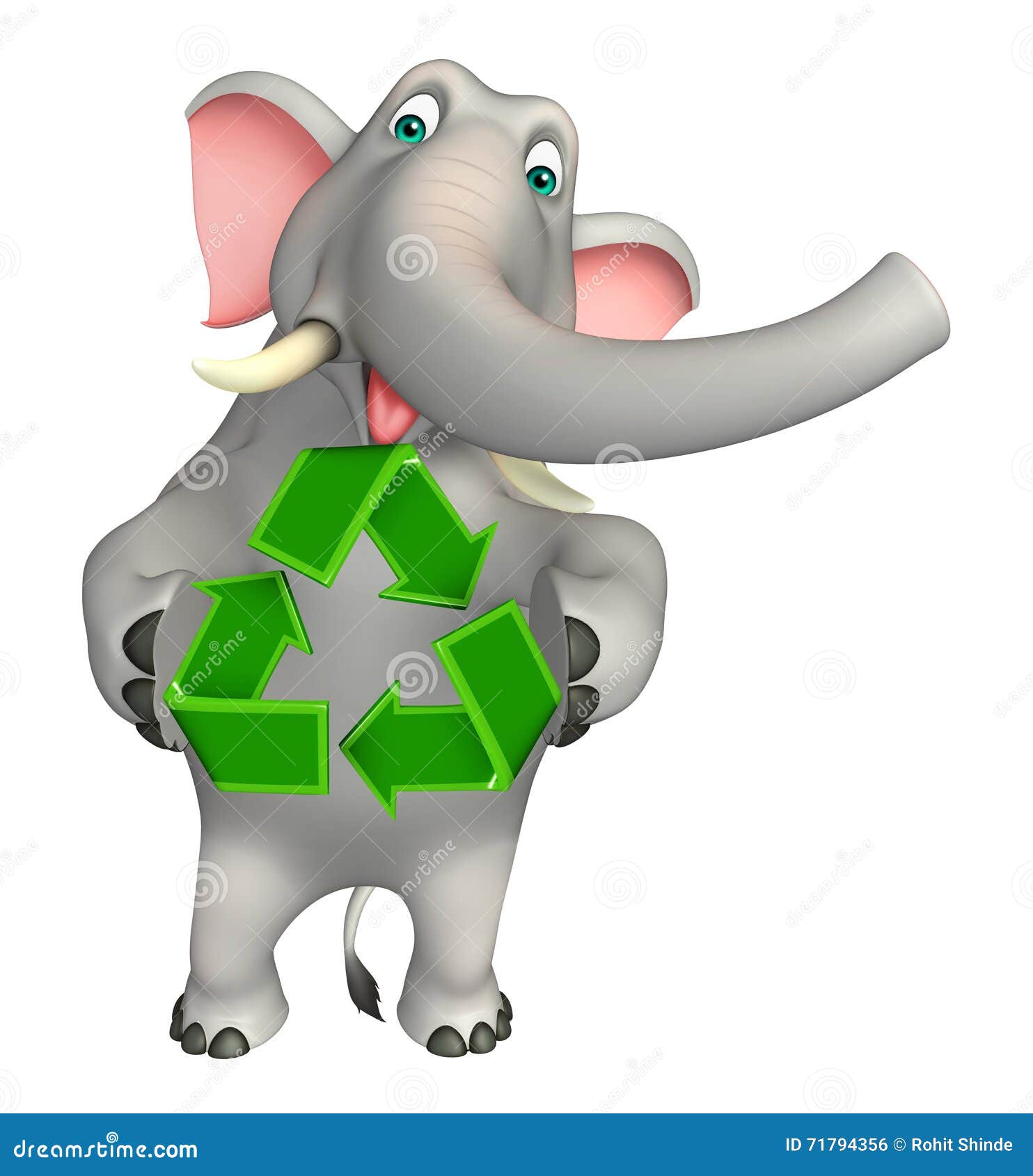 Fun Elephant Cartoon Character with Recycle Stock Illustration ...