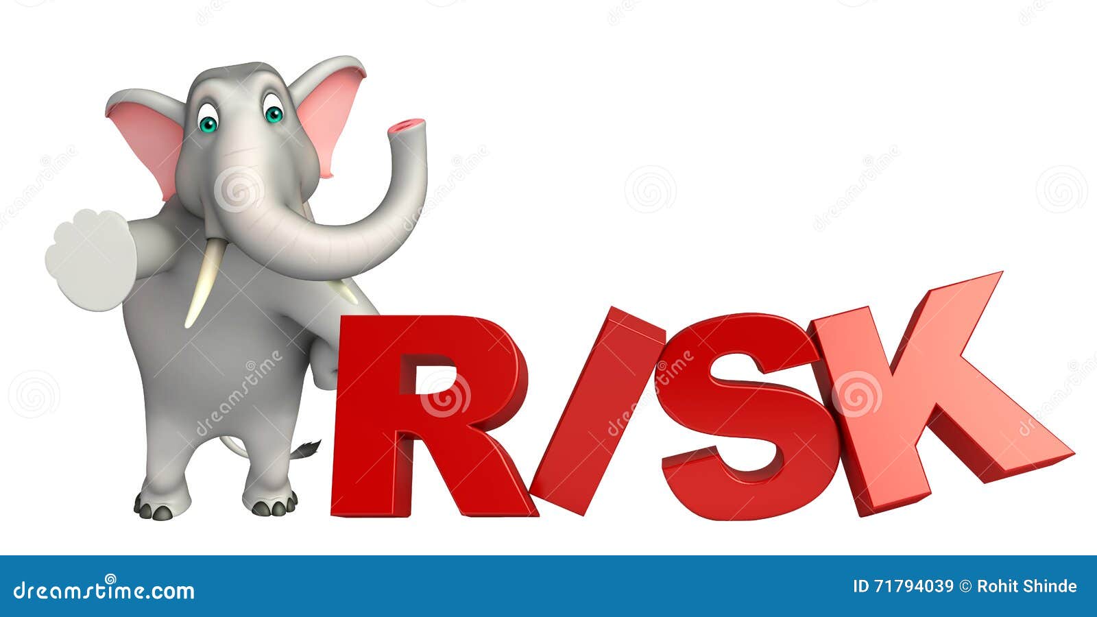 Fun Elephant Cartoon Character with Risk Sign Stock Illustration ...