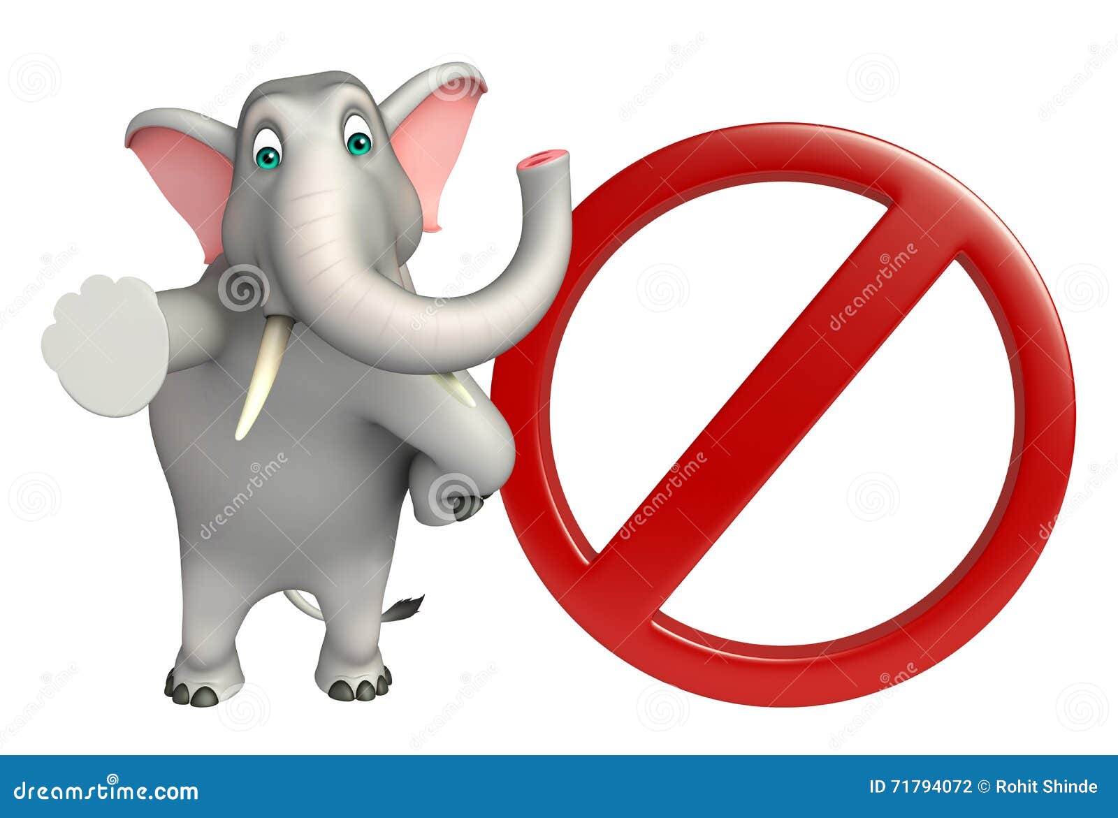 Fun Elephant Cartoon Character with Stop Sign Stock Illustration ...